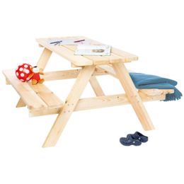 Kindersitzgruppe Pinolino "Nicki Maxi", beige (natur), Sitzm&ouml;bel-Sets, Kinder, B/H/T: 119cm x 65cm x 118cm, Massivholz, BxLxH: 119x118x65 cm, B:119cm H:65cm T:118cm