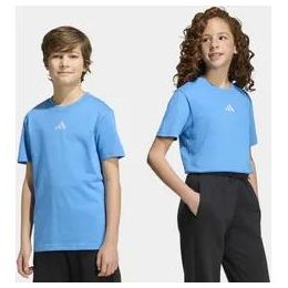 T-Shirt Adidas SPORTSWEAR "ESSENTIALS KIDS", Jungen, Gr. 128, ray blau, wei&szlig;, Obermaterial: 100% Baumwolle, normal, Rundhals, Shirts T-Shirt, f&uuml;r Kinder, mit Rundhalsausschnitt, ohne Verschluss, pflegeleicht