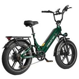 E-Bike MAXTRON "Maxtron Camel E-Bike compactbike" Gr. 42, gr&uuml;n, schwarz, Elektrofahrr&auml;der, 42cm, 20 Zoll (50,80cm), 20-Zoll-Fettreifenfahrrad mit Vorder- und Hinterradfederung