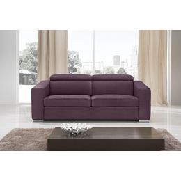 Schlafsofa Egoitaliano "Cabiria, Design und super Sitz- und Liegekomfort", lila (plum), B:226cm H:97cm T:103cm, Sofas, Schlafsofa, Sofa inkl. Schlaffunktion, Kopfteile verstellbar, mit Metallf&uuml;&szlig;en