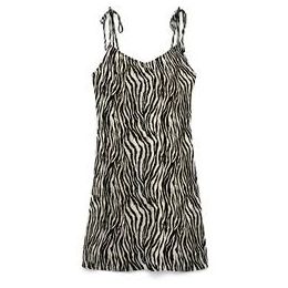 V&eacute;ro Moda Minikleid VERO MODA "VMEASY SHORT TIE SINGLET DRESS WVN", Damen, Gr. L, N-Gr, oatmeal aop:dolly, Web, Obermaterial: 100% Viskose, bedruckt, kurz, V-Ausschnitt, Kleider Minikleid, Viskose