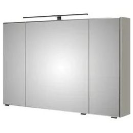 Spiegelschrank SAPHIR "3 Dreht&uuml;ren einfach verspiegelt und 6 Glaseinlegeb&ouml;den", kaschmir matt, B:110cm H:70,3cm T:14,9cm, Holzwerkstoff, Schr&auml;nke, Spiegelschrank