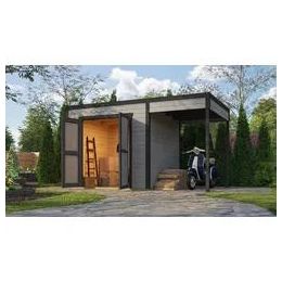 Gartenhaus Weka "Batu 1,5 mit Anbau", hellgrau, ohne Fu&szlig;boden, ohne Dacheindeckung, Massivholz, Gartenh&auml;user, Gartenhaus