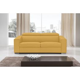 Schlafsofa Egoitaliano "Cabiria, Design und super Sitz- und Liegekomfort", gelb, B:226cm H:97cm T:103cm, Sofas, Schlafsofa, Sofa inkl. Schlaffunktion, Kopfteile verstellbar, mit Metallf&uuml;&szlig;en