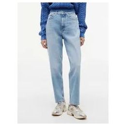 Tommy Hilfiger Mom-Jeans TOMMY JEANS "MOM JEAN UH TPR", Damen, Gr. 33, L&auml;nge 30, denim light, Denim/Jeans, Obermaterial: 81% Baumwolle, 18% Lyocell, 1% Elasthan, unifarben, lang, Jeans, Tapered Mom Jeans mit ultrahohem Bund