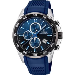 Chronograph Festina "The Originals", blau (blau, blau, schwarz), Armbanduhren, Herren, Chronograph, Quarzuhr, Armbanduhr, Herrenuhr, analog, Tag, Stoppfunktion