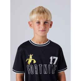 T-Shirt name it "NKMALISHER FORTNITE SS NREG POLY TOP BFU", Jungen, Gr. 116, schwarz, Jersey, Obermaterial: 100% Polyester, bedruckt, relaxed fit normal, Rundhals, Shirts T-Shirt, Kunstfaser, Mesh Material, locker geschnitten