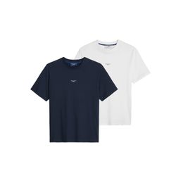 Marc O'Polo T-Shirt MARC O'POLO DENIM "T-Shirt T-Shirt, SSL, Logo Print, Relax 2er Pack", Damen, Gr. L, wei&szlig;, dunkelblau, Obermaterial: 100% Baumwolle CO., Shirts T-Shirt