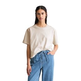 Marc O'Polo T-Shirt MARC O'POLO DENIM "aus Material-Mix", Damen, Gr. L, silky wei&szlig;, Obermaterial: 100% Baumwolle, unifarben, Basic, relaxed fit, Rundhals, normaler Saum, Shirts T-Shirt