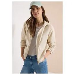 Kurzjacke Cecil, Damen, Gr. M (40), pearl beige, Stoff, 55% Baumwolle, 45% Lyocell, unifarben, comfort fit normal, ohne Ausschnitt, B&uuml;ndchen, Jacken Kurzjacke, mit Kapuze mit Tunnelzugband