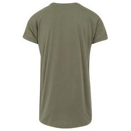 T-Shirt Urban Classics "Urban Classics Herren Long Shaped Turnup Tee", Damen, Gr. S, olive, 100% Baumwolle, unifarben, loose fit, Rundhals, Shirts T-Shirt