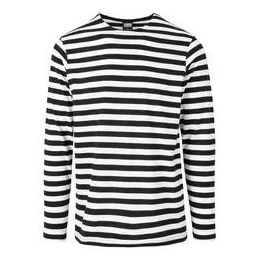 Langarmshirt Urban Classics "Urban Classics Herren Regular Stripe LS", Damen, Gr. M, wei&szlig;, schwarz, 100% Baumwolle, gestreift, normal, Rundhals, Shirts Langarmshirt