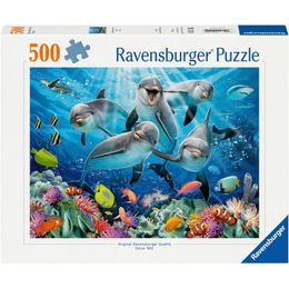 Puzzle Ravensburger "Delfine im Korallenriff", bunt, Puzzles, KinderB:49cm H:36cm, Pappe, Made in Germany, B:49cm H:36cm