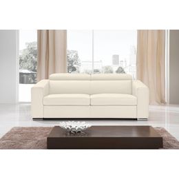 Schlafsofa Egoitaliano "Cabiria, Design und super Sitz- und Liegekomfort", beige (cremewei&szlig;), B:226cm H:97cm T:103cm, Leder &raquo;BULL&laquo; (echtes Rindsleder). Geschliffenes, pigmentiertes und behandeltes Rindsleder mit einer Dicke von 1, 3-1, 5 mm. Dieses Leder zeigt eine ziemlich weiche Hand mit einem halb undurchsichtigen Aussehen. Es handelt sich um ein gesch&uuml;tztes Leder. Eine leichte Deckschicht sch&uuml;