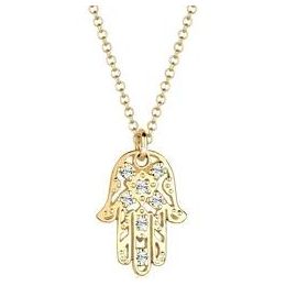 Collierkettchen Elli "Hamsa Hand 925 Silber vergoldet, mit Kristallen von Swarovski" Gr. 55, gold, Halsketten, Damen, 55,mit Steinen, Silber 925 (Sterlingsilber), L: 45