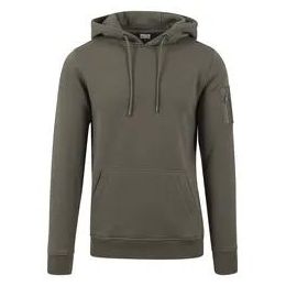 Sweatshirt Urban Classics "Urban Classics Herren Sweat Bomber Hoody", Herren, Gr. S, olive, 65% Baumwolle, 35% Polyester, unifarben, Sweatshirts Sweatshirt