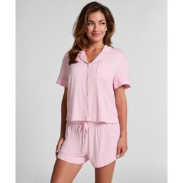 Hunkem&ouml;ller Pyjama HUNKEM&Ouml;LLER "Essential Jersey Short", Damen, Gr. L, rosa, 92% Viskose, 8% Elasthan, Homewear-Sets Pyjama