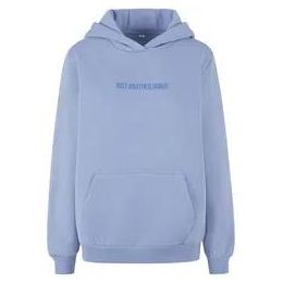 Kapuzenpullover MISS TEE "Miss Tee Just Another EMB Fluffy Hoody", Damen, Gr. L, powderblau, 100% Baumwolle, unifarben, normal, ohne Ausschnitt, Pullover Kapuzenpullover