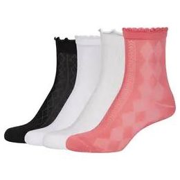 Socken Camano "4er Pack", Damen, Gr. 39-42, lantana, 72% Viskose, 20% Polyamid, 6% Seide, 2% Elasthan, Argyle-Muster, Socken Socken, 4er Pack Extra weiche B&uuml;ndchen ohne Druckgef&uuml;hl, mit verst&auml;rkte Ferse
