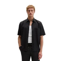 Marc O'Polo Kurzarmhemd MARC O'POLO "aus weichem TENCEL&trade; Lyocell - Mix", Herren, Gr. M, Normalgr&ouml;&szlig;en, schwarz, Obermaterial: 47% Lyocell, 32% Leinen, 21% Baumwolle, unifarben, regular fit normal, normaler Saum, Hemden