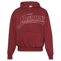 Kapuzensweatshirt Karl Kani "Karl Kani Herren KM234-003-1 KK Trekking OS Pinstripe Hoodie", Herren, Gr. S, schwarzrot, cream, 80% Baumwolle (Bio), 20% Polyester, Sweatshirts