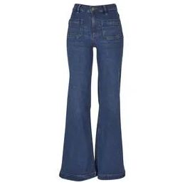 Stoffhose Urban Classics "Urban Classics Damen Ladies Vintage Flared Denim Pants", Damen, Gr. 31, Normalgr&ouml;&szlig;en, tiefblau washed, 98% Baumwolle, 2% Elasthan, unifarben, loose fit, Hosen Stoffhose