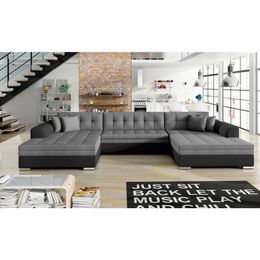 P & B Wohnlandschaft, Graphit, Schwarz, Kunststoff, 5-Sitzer, 359x165 cm, Made in EU, Liegefunktion, Wohnzimmer, Sofas & Couches, Wohnlandschaften