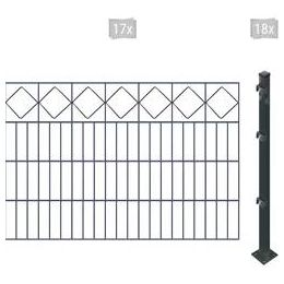 Doppelstabmattenzaun Arvotec "ESSENTIAL 80 zum Aufschrauben "Karo" mit Zierleiste", grau (anthrazit), H:80cm, Kunststoff, Stahl, Zaunelemente, Zaunh&ouml;he 80 cm, Zaunl&auml;nge 2 - 60 m