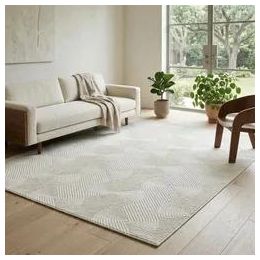 Teppich Sehrazat "Nora 5800, auch als L&auml;ufer", creme, B:80cm H:10mm L:150cm, Polyester, Polypropylen, Teppiche, Teppich, Kurzflor, grafisches Hoch Tief Muster, Wohnzimmer
