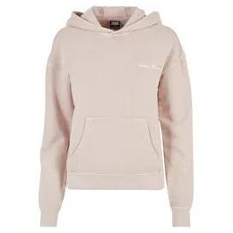 Kapuzenpullover Urban Classics "Urban Classics Damen Ladies Small Embroidery Terry Hoody", Damen, Gr. L, pink, 100% Baumwolle, unifarben, normal, ohne Ausschnitt, Pullover Kapuzenpullover