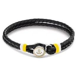 Lederarmband Tommy Hilfiger "NAUTICAL", schwarz, edelstahlfarben, wei&szlig;, gelb, gelbgoldfarben, Armb&auml;nder, Herren, 19cm, Edelstahl Leder Nylon, Edelstahl, Leder, Nylon, Lederarmband