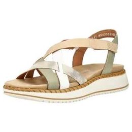 Riemchensandale Remonte "Remonte Sandalen Leder", Damen, Gr. 37, gr&uuml;n, beige, Leder, Schuhe Riemchensandale