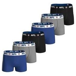 Boxershorts NFL "Boxershort NFL SHIELD 6pk Boxers 6er Pack", Herren, Gr. XXL, bunt (blau, grau, schwarz), Obermaterial: 95% Baumwolle CO. 5% Elasthan EL., Unterhosen