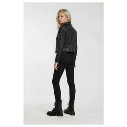 Lederjacke Trueprodigy "Raven mit Nieten und Rei&szlig;verschluss Details", Damen, Gr. L, schwarz, Obermaterial: 100% Schafsleder sheepskin., slim fit, Jacken