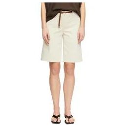 Bermudas comma, Damen, Gr. 42, N-Gr, oat milk, Web, Obermaterial: 65% Baumwolle, 32% Polyester, 3% Elasthan, unifarben, normal kniefrei, Hosen Bermudas, mit Flechtg&uuml;rtel