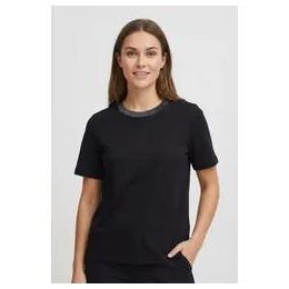 Kurzarmshirt Pieces "PCRIA SS LUREX NECK TEE JRS NOOS BC", Damen, Gr. L, schwarz detail:lurex rib, Jersey, Obermaterial: 100% Baumwolle, unifarben, regular fit normal, Rundhals, Shirts, mit Glitzerdetail