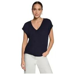 T-Shirt Zero "Damen mit V-Ausschnitt", Damen, Gr. 44, deep sky, Jersey, Obermaterial: 45% Polyester, 55% Viskose, figurumspielend normal, V-Ausschnitt, Shirts T-Shirt, Material