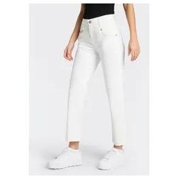 Straight-Jeans Herrlicher "Breezy Cropped Denim White Stretch", Damen, Gr. 31, N-Gr, silk, Denim/Jeans, Obermaterial: 97% Baumwolle, 3% Elasthan, unifarben, straight fit 7/8-L&auml;nge, Jeans Straight-Jeans, High Waist