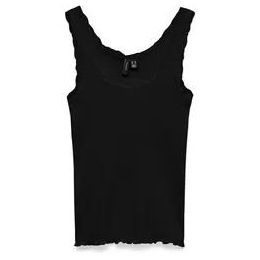 V&eacute;ro Moda Tanktop VERO MODA "VMNANA LACE TANK TOP JRS NOOS", Damen, Gr. S, schwarz, Jersey, Obermaterial: 96% Baumwolle, 4% Elasthan, unifarben, normal, Rundhals, Tops Tanktop, Baumwollmischung