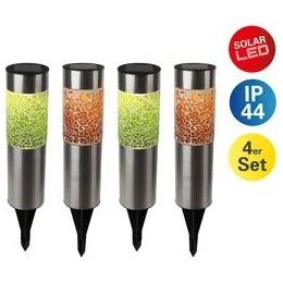 N&auml;ve LED Solarleuchte N&Auml;VE "Havanna", multicolor, H:33,5cm &Oslash;:6cm, Leuchten, 4er-Set Dekoerdspie&szlig; grau, Glaseinsatz 2x gr&uuml;n, 2x orange, H: 33,5 cm