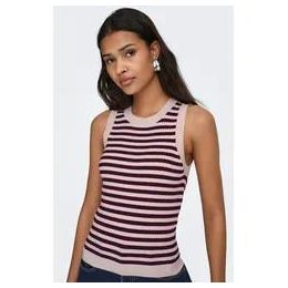Jacqueline de Yong Stricktop JDY "JDYAYA TANK TOP KNT", Damen, Gr. M, pink dogwood stripes:mauve wine, Feinstrick, Obermaterial: 80% Viskose, 20% Nylon, gestreift, h&uuml;ftlang, Rundhals, Tops Stricktop
