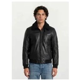 Lederjacke Trueprodigy "Blaze Pilotenjacke mit Kunstpelzkragen und Rippb&uuml;ndchen", Herren, Gr. XL, schwarz, Obermaterial: 100% Schafsleder sheepskin., regular fit, Jacken