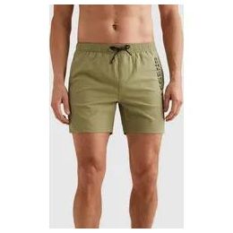 PME-Legend Badeshorts PME LEGEND "AIRFRAME SWIMSHORTS BIG LOGO PRINT", Herren, Gr. XXL, N-Gr, mosstone, Web, Elasthan, Polyamid, Badehosen Badeshorts, Seitliche Eingrifftaschen, Ges&auml;&szlig;tasche