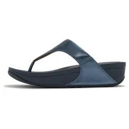Dianette fitflop "LULU LEATHER TOEPOST", Damen, Gr. 41, blau, Rindsleder, Schuhe Dianette, Pool Slides, Pantolette, Badeschuh mit Keilabsatz