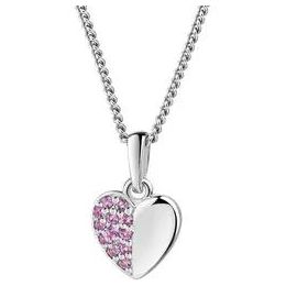 Kette mit Anh&auml;nger Firetti "Schmuck Geschenk Silber 925 Halsschmuck Halskette Herz", silberfarben, pink, Halsketten, Jungen, Silber 925 (Sterlingsilber), L: 38 B: 1,1mm, mit Zirkonia (synth.), B:1,1mm