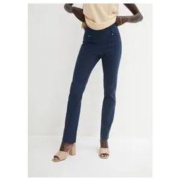 Stretch-Hose bonprix "Stretch-Hose in Schlupfform", Damen, Gr. 46, N-Gr, blau (dunkelblau), Obermaterial: 73% Viskose, 23% Polyamid, 4% Elasthan, slim fit, Hosen, aus Viskose, Slim Fit Passform, Schlupfform mit G&uuml;rtelschlaufen