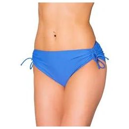 Bikini-Hose AQUARTI "Bikinihose Aquarti Damen Bikinihose mit Raffung und Schn&uuml;ren", Damen, Gr. 42, N-Gr, blau (jeansblau), Obermaterial: 80% Polyamid PA. 20% Elasthan EL., Badehosen Bikini-Hose