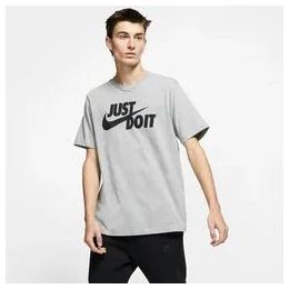T-Shirt Nike SPORTSWEAR "M NSW TEE JUST DO IT SWOOSH", Herren, Gr. XXL, dk grau heat, Jersey, Obermaterial: 100% Baumwolle, normal, Rundhals, Shirts T-Shirt
