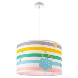 Paco Home Pendelleuchte "Tweet 462", wei&szlig;, 1, &Oslash; 45,5cm H: 27cm, Leuchten, Lampe Kinderzimmer Babyzimmer Deckenlampe Streifen Regenbogen E27, Pendelleuchte