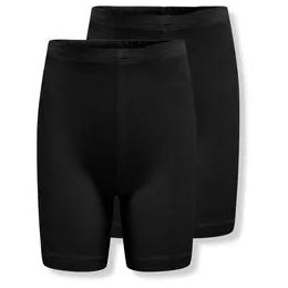 Radlerhose KIDS Only "KOGLOVE LIFE BIKE SHORTS JRS 2-PACK", M&auml;dchen, Gr. 128, N-Gr, schwarz pack:schwarz, Jersey, Obermaterial: 95% Baumwolle, 5% Elasthan, unifarben, figurbetont ca. Mitte Oberschenkel, Hosen Radlerhose